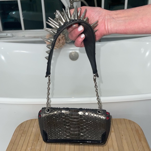 Christian Louboutin | Bags | Christian Louboutin Snake Skin Spiked ...